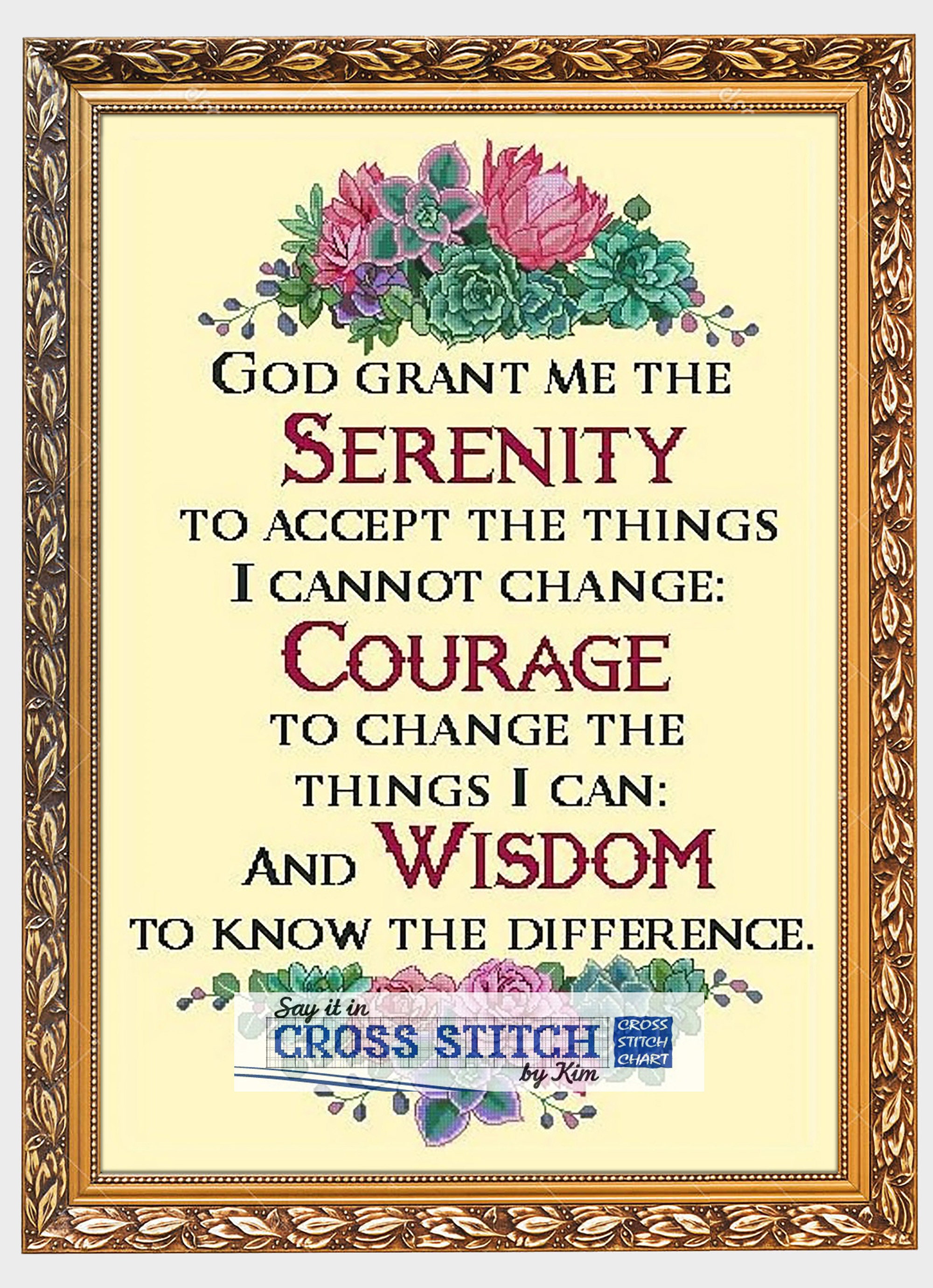 Serenity Prayer - Cactus Borders - Cross Stitch Pattern (PDF ...
