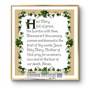 Hail Mary Prayer - Cross Stitch Pattern (PDF Downloadable) - Etsy