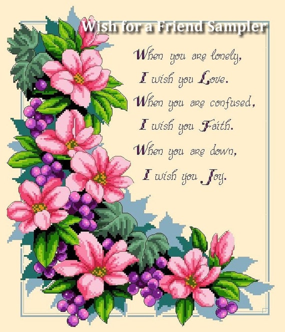 Wish for a Friend Sampler cross Stitch PDF Pattern - Etsy