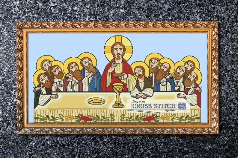 The Last Supper - Black & White Cross Stitch Pattern (PDF Downloadable ...