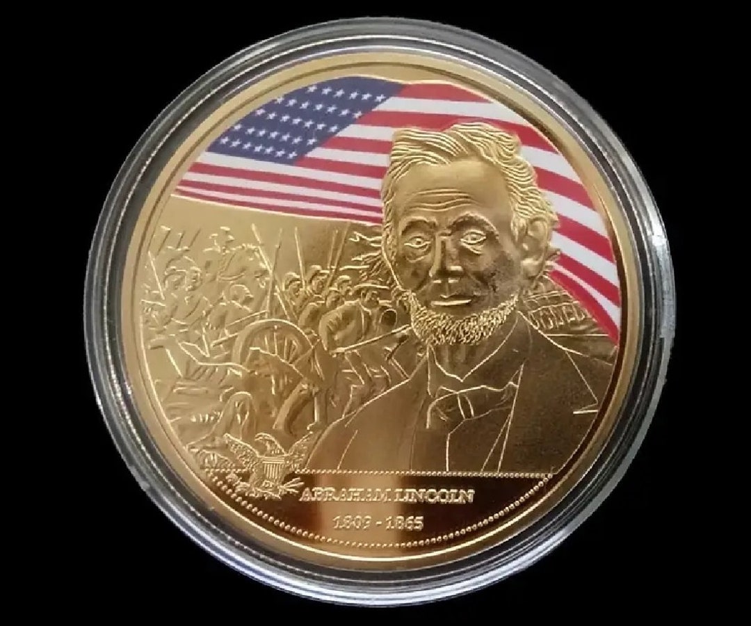 24K Gold-plated PRESIDENT Abraham Lincoln 1809-1865 Civil War Colorized ...
