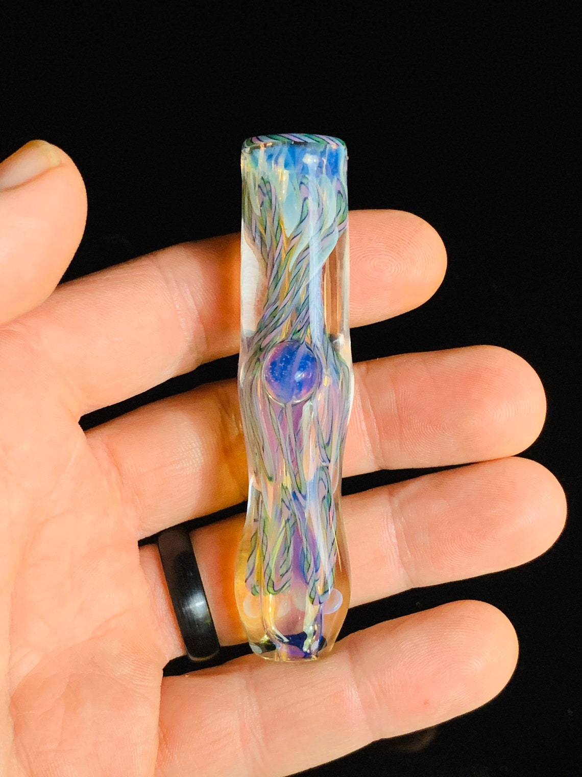 Insideout Glass Chillum Glass Pipe W/ Chisel Style Flat | Etsy