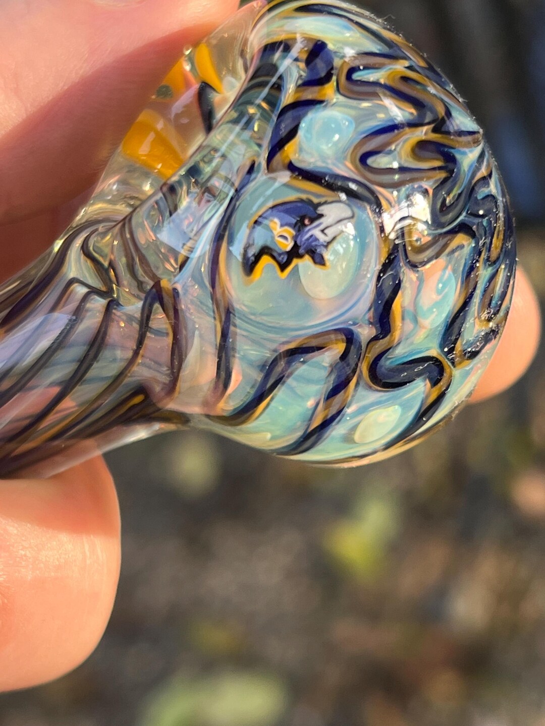 Baltimore Themed Shapely Inside Out Glass Pipe Spoon With Custom Raven ...