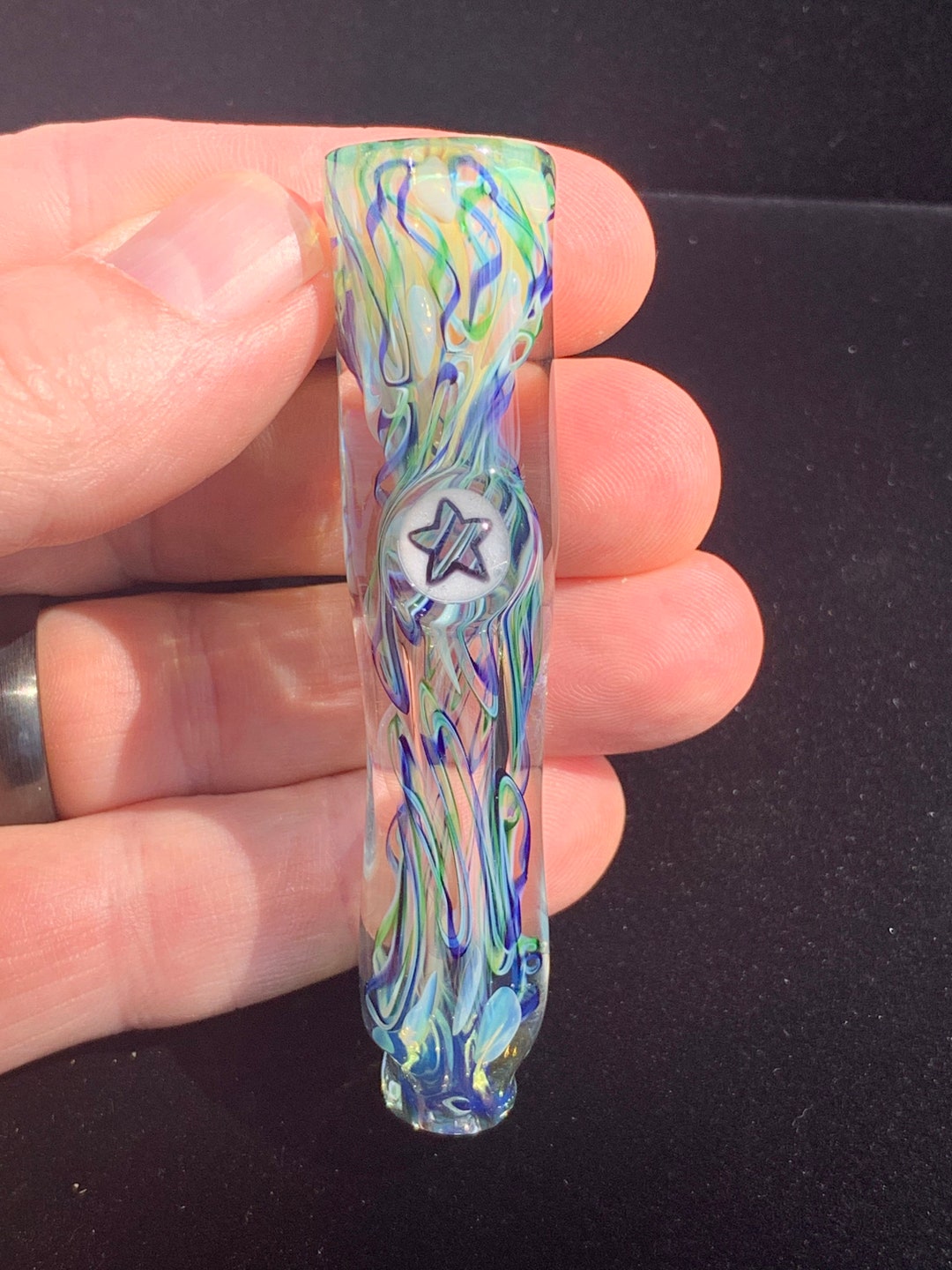 Inside Out Color Changing Glass Pipe Chillum With Star Millefiori - Etsy