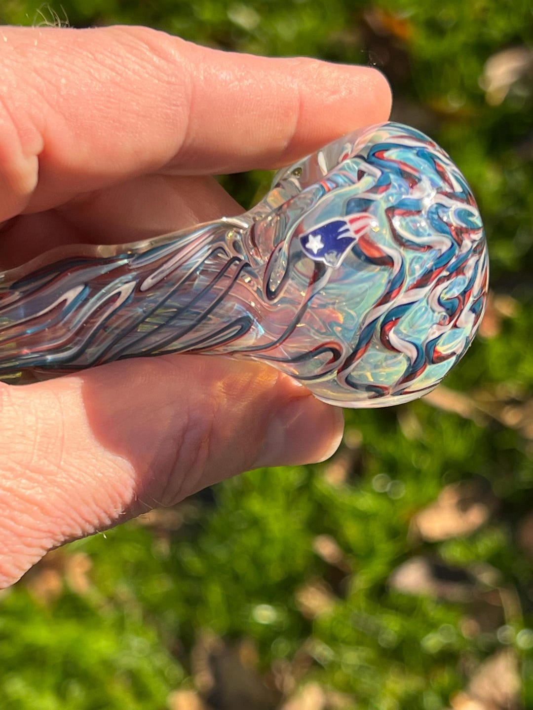 New England Themed Shapely Inside Out Glass Pipe Spoon With Custom ...