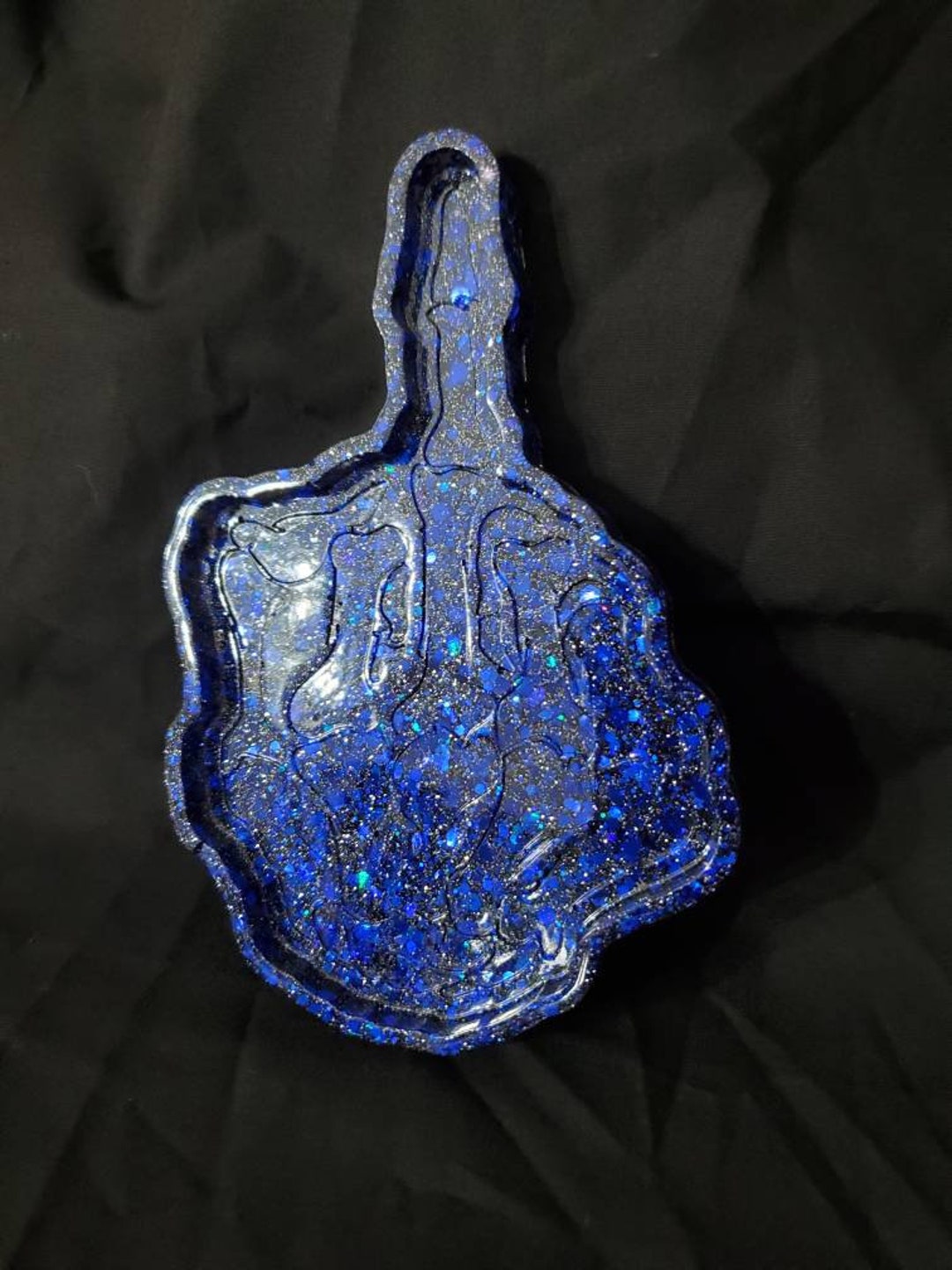 Blue Glitter Vomit - Skeleton Middle Finger Tray - Etsy