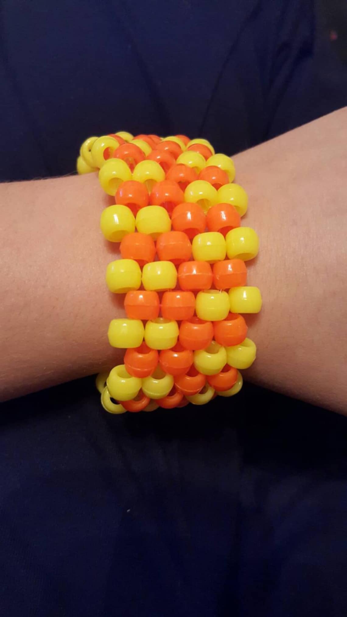 Yellow and Orange Kandi Style Beaded Handmade Bracelet - Etsy