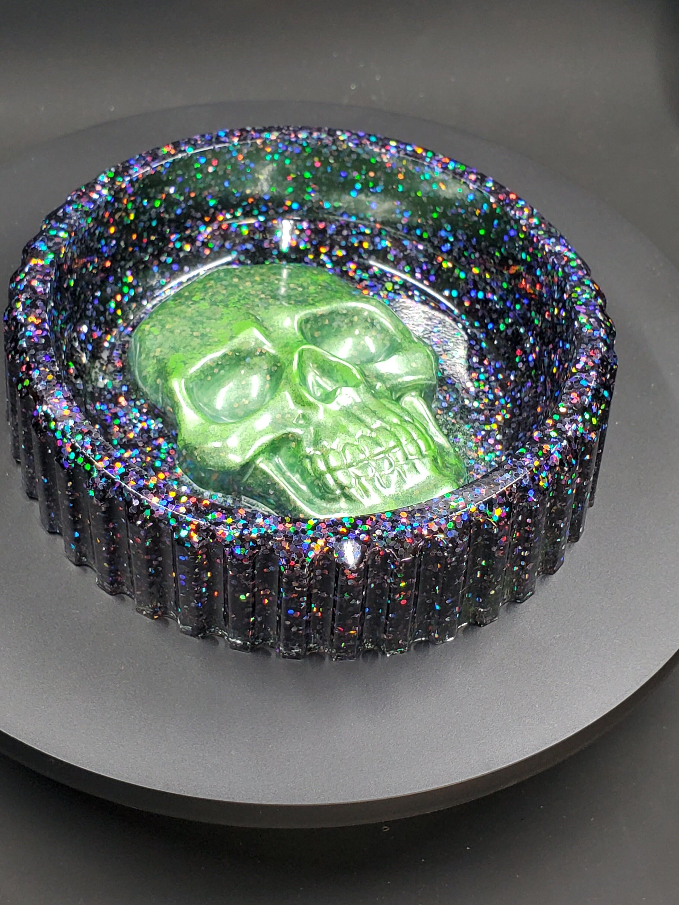Green & Black Rainbow Skull Face Ash Tray - Etsy