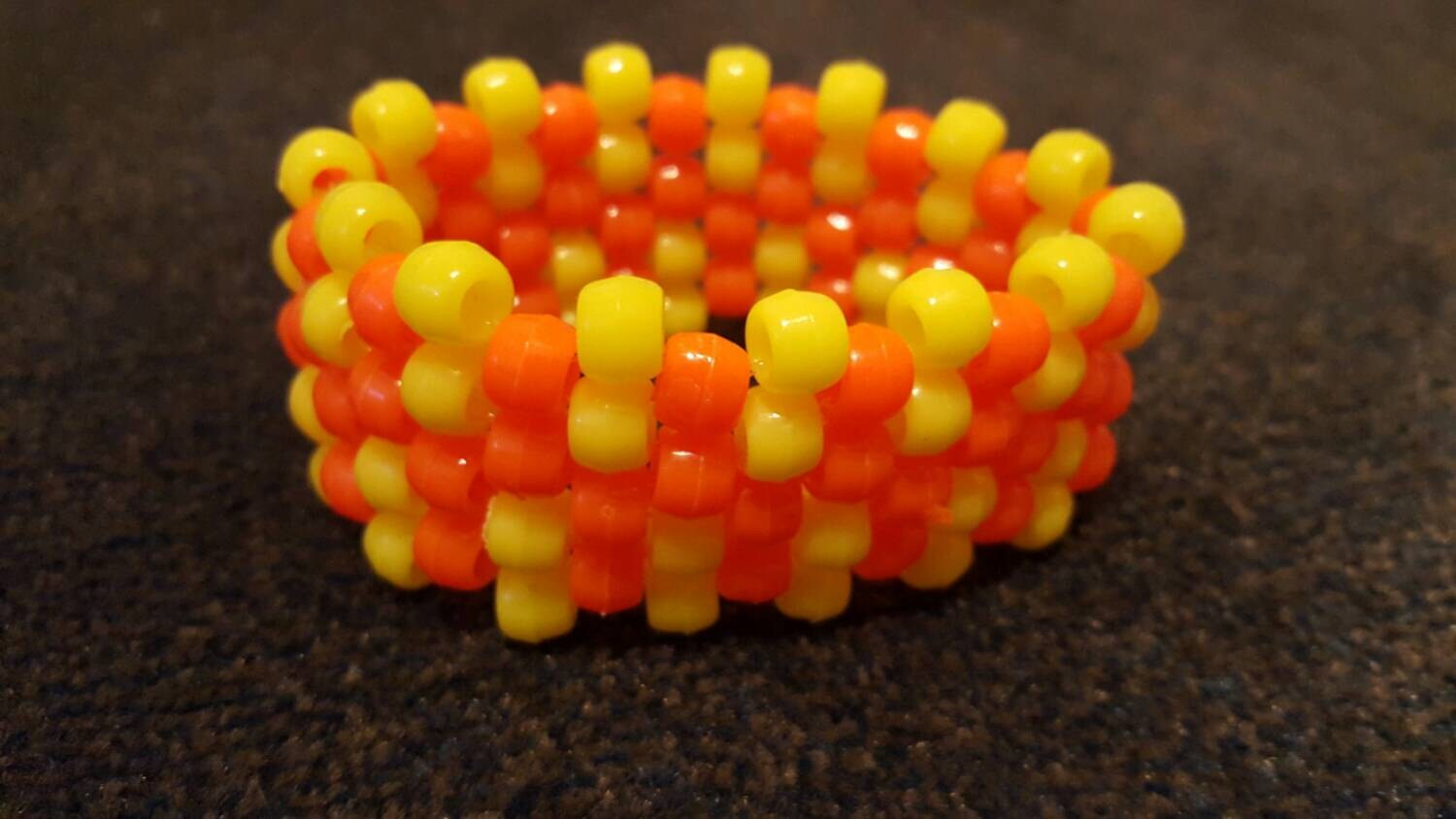Yellow and Orange Kandi Style Beaded Handmade Bracelet - Etsy