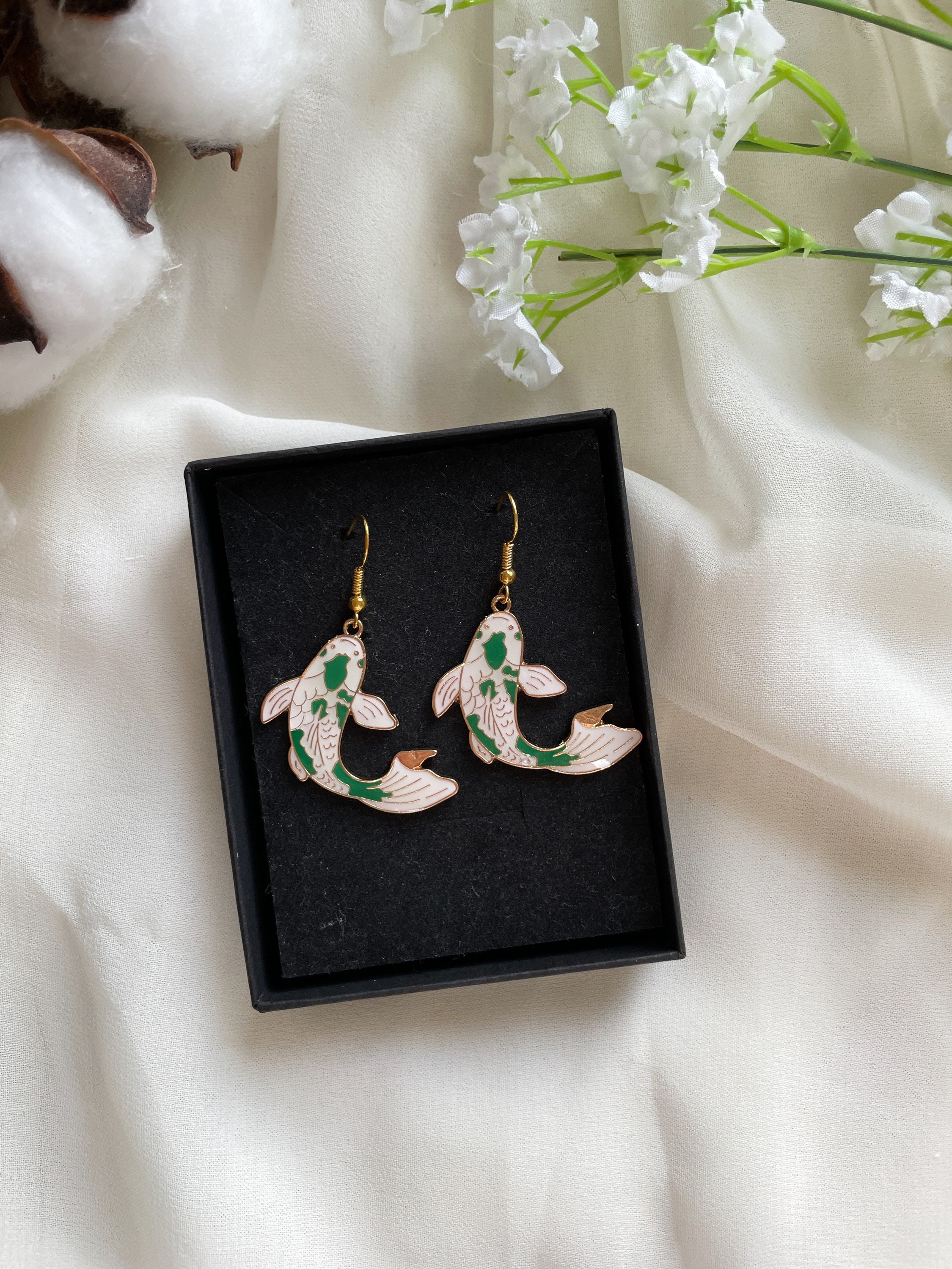 Colourful Japanese Koi Fish Flag Dangle Earrings Oriental | Etsy