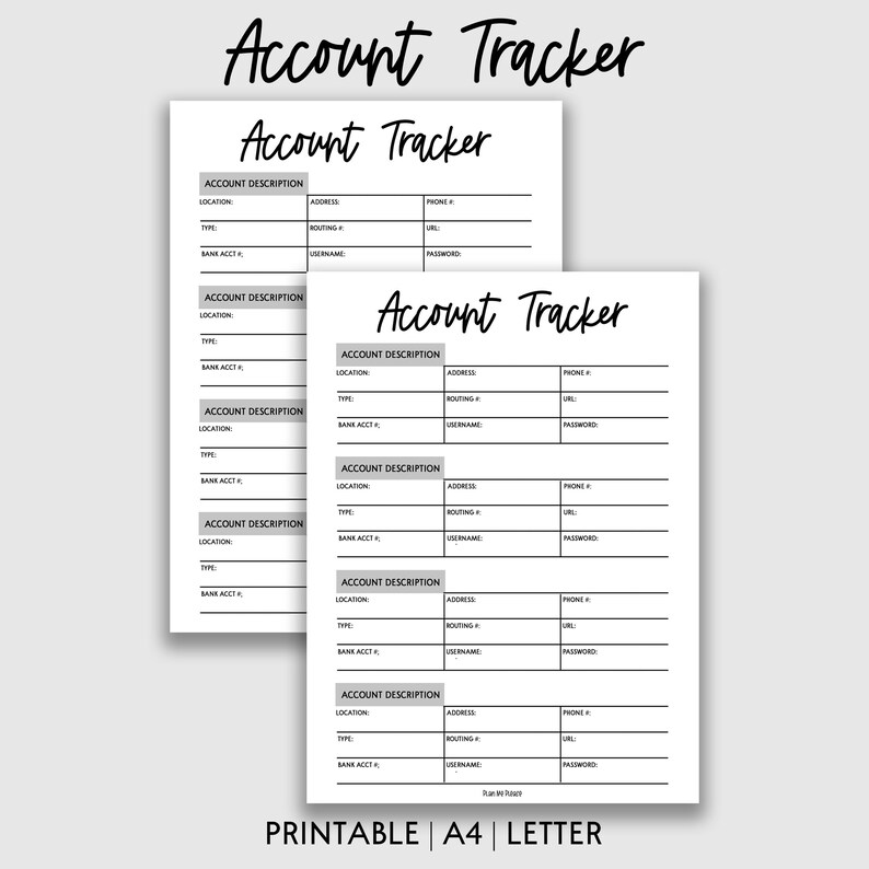 Bank account tracker printable - rekazap