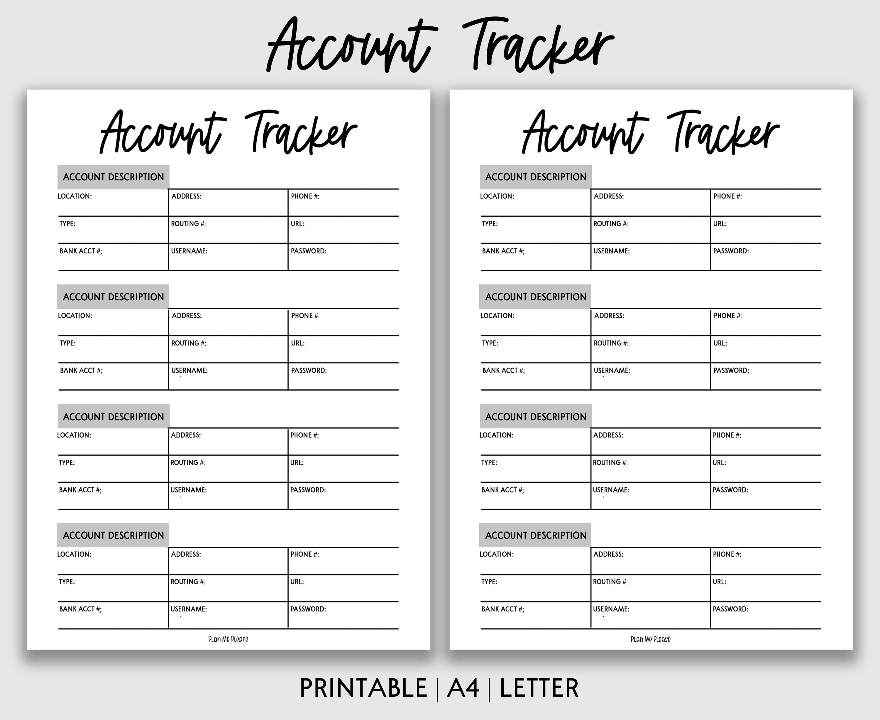 Bank account tracker printable - limoforms