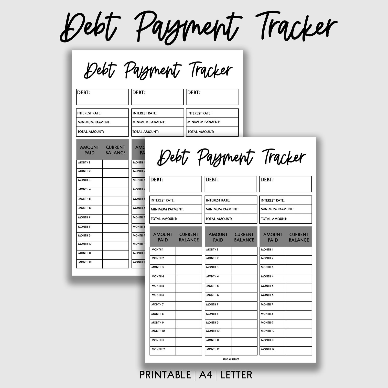 Debt Payment Tracker Debt Repayment Planner Etsy