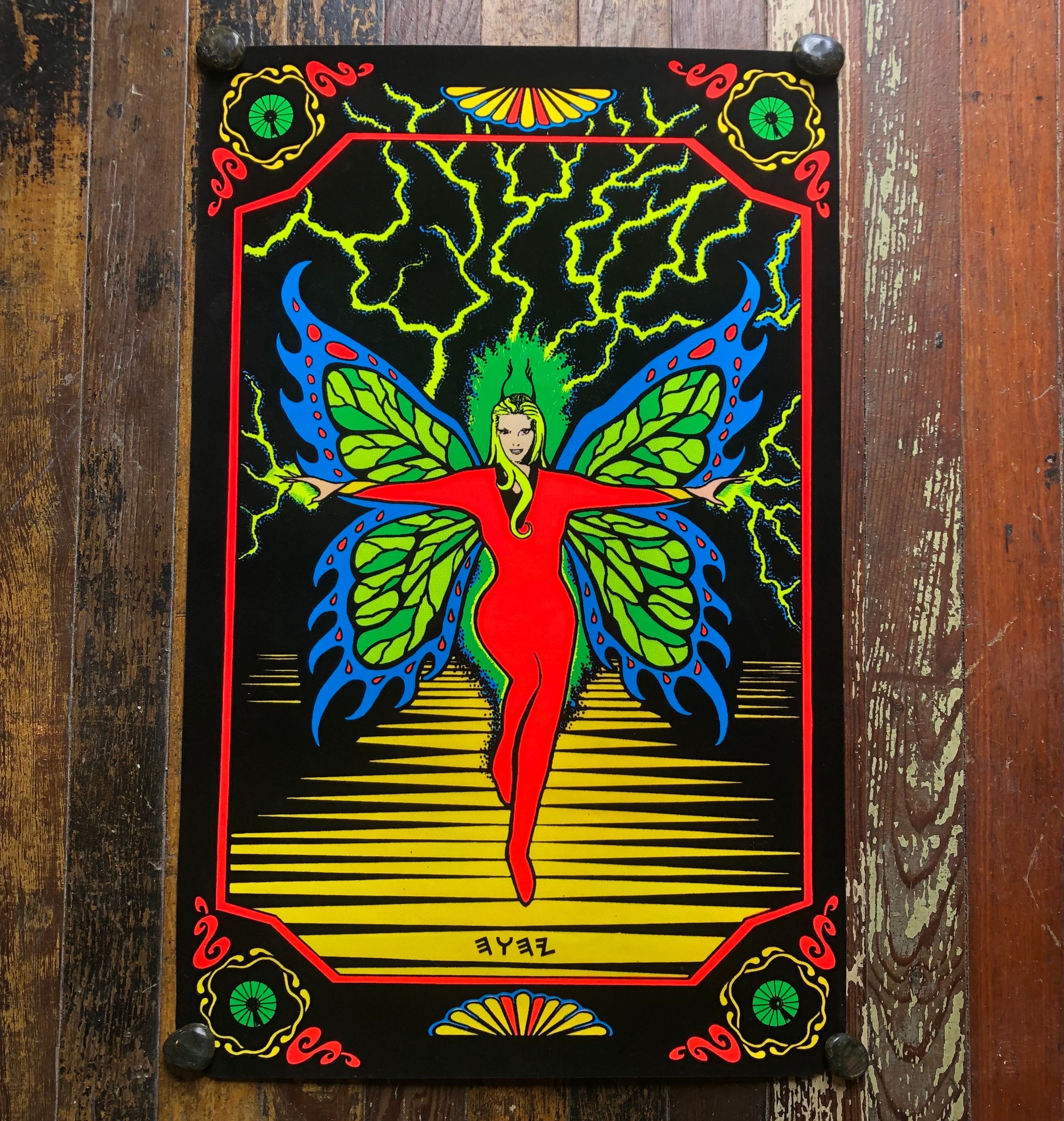 Rare Vintage Flocked Velvet Blacklight Fairy Poster - Etsy