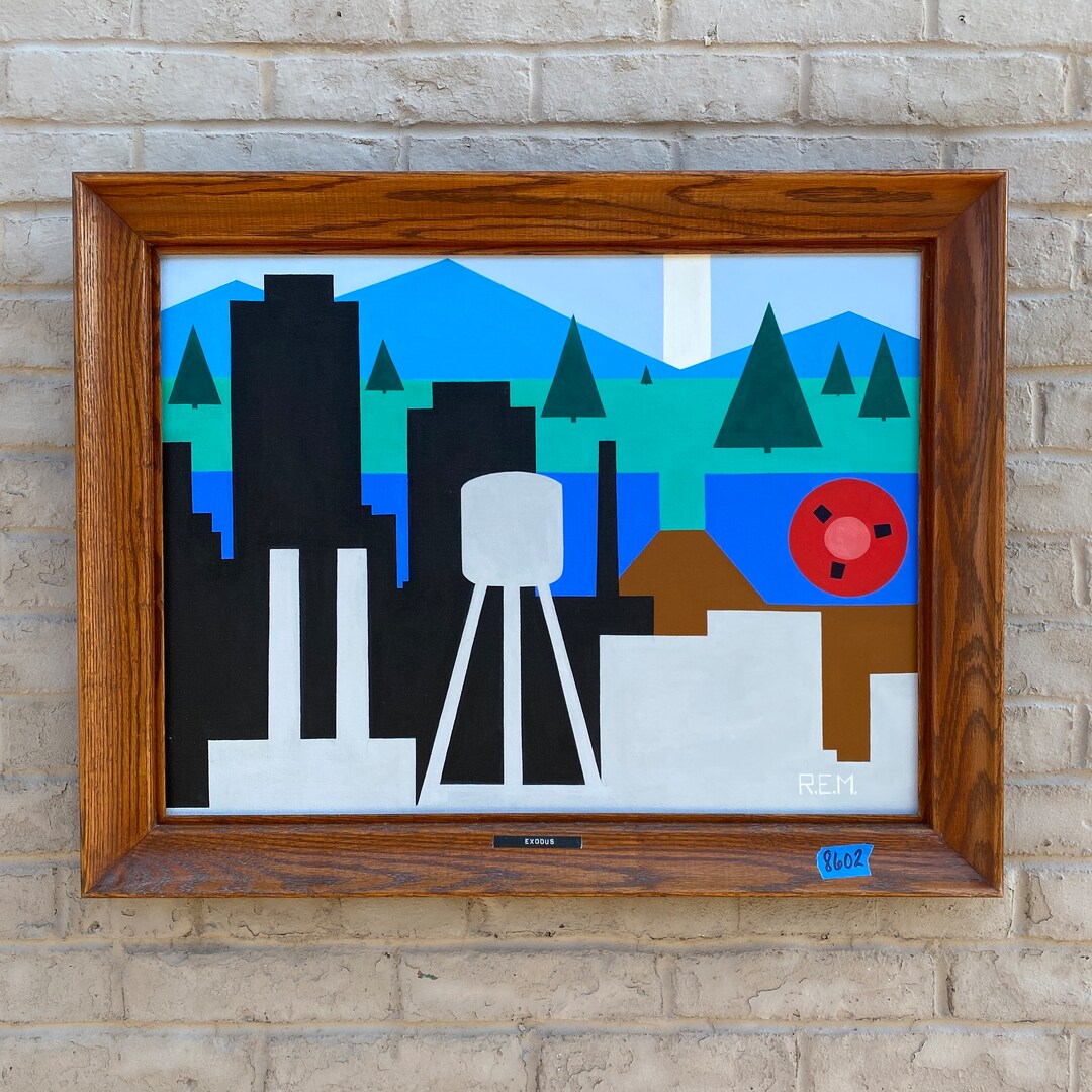 Richard E Menges “exodus…automated Life” Oil on Canvas Hard Line ...