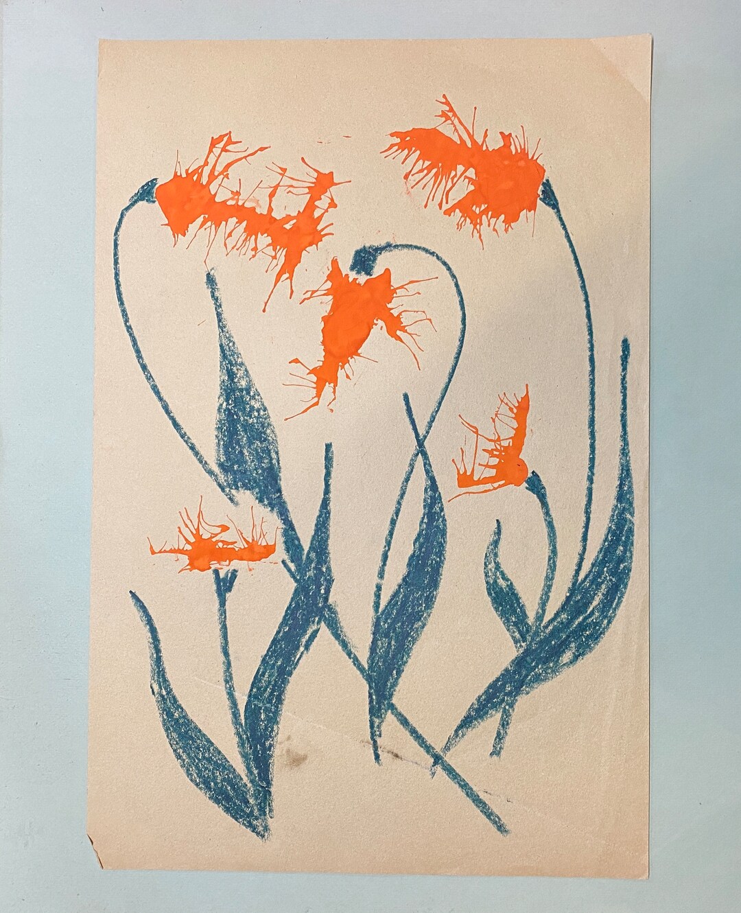 MCM Abstract Floral Straw Painting - Etsy