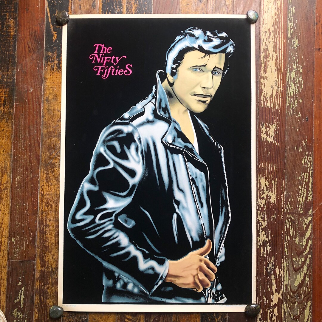 Vintage Felt Blacklight Poster "the Nifty Fifties" With the Fonz - Etsy
