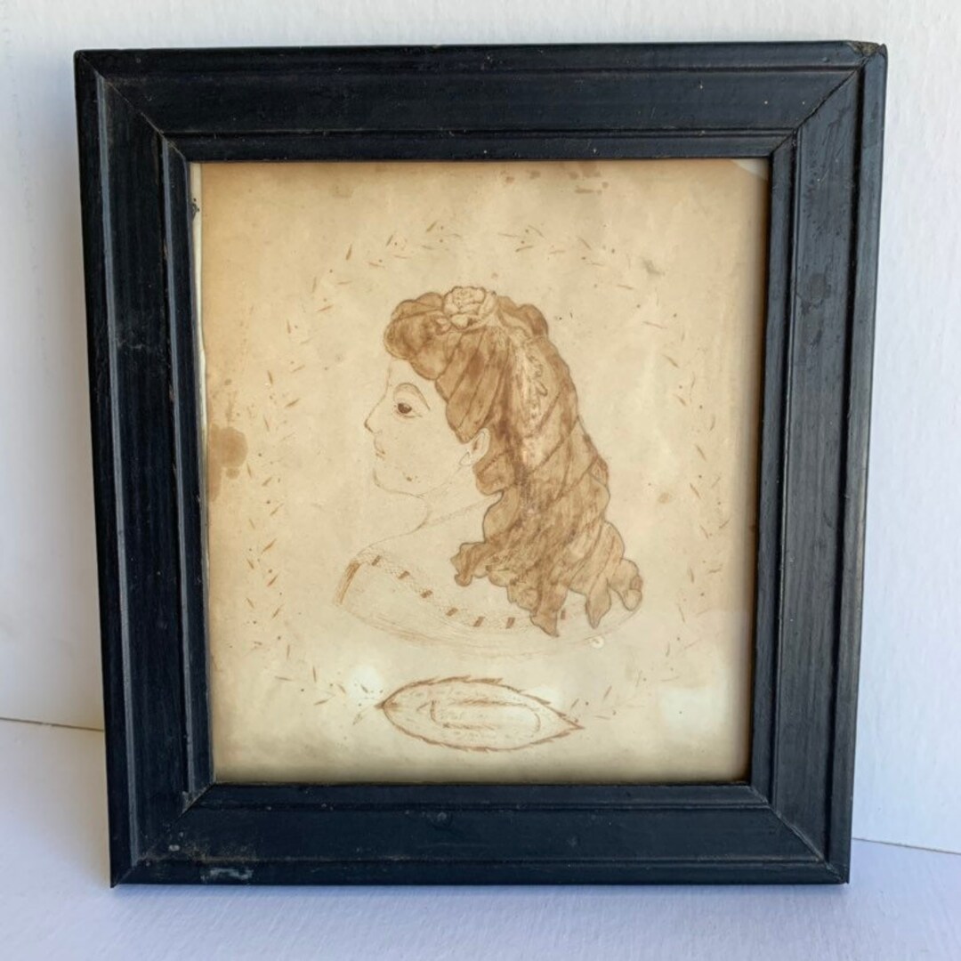 Antique Pen and Ink Portrait of a Girl - Etsy