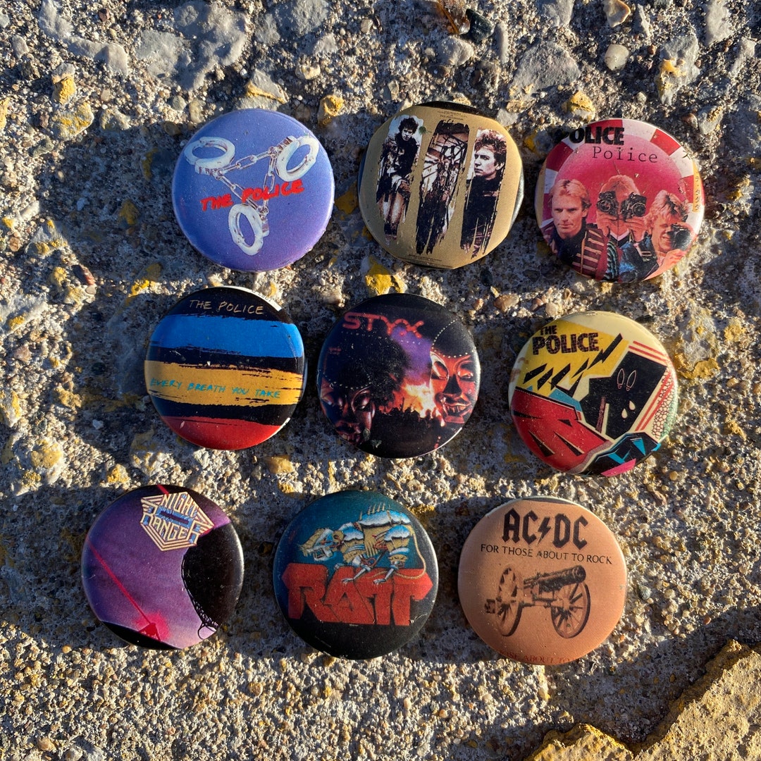 Vintage Lot of 9 1980s Rock Band Lapel Pins AC/DC Styx Police - Etsy