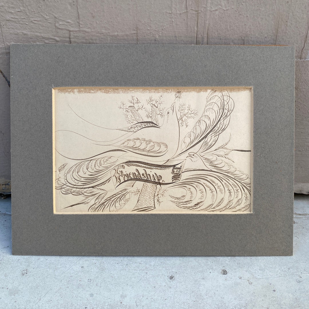Victorian Calligraphy Dove From Jacksonville Illinois 1886 - Etsy