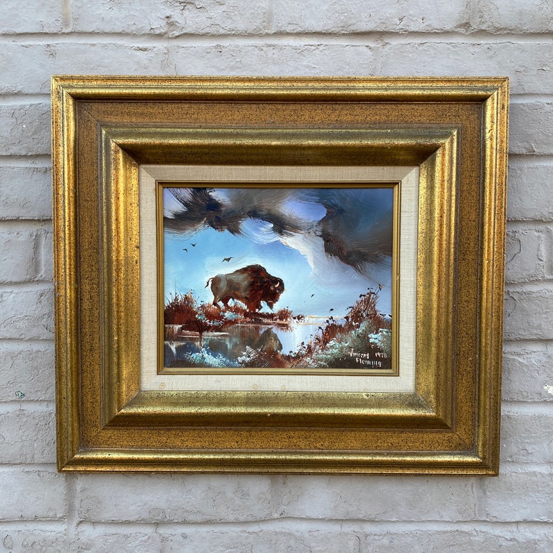 Original Vincent Fleming Oil on Canvas of a Wild Buffalo - Etsy