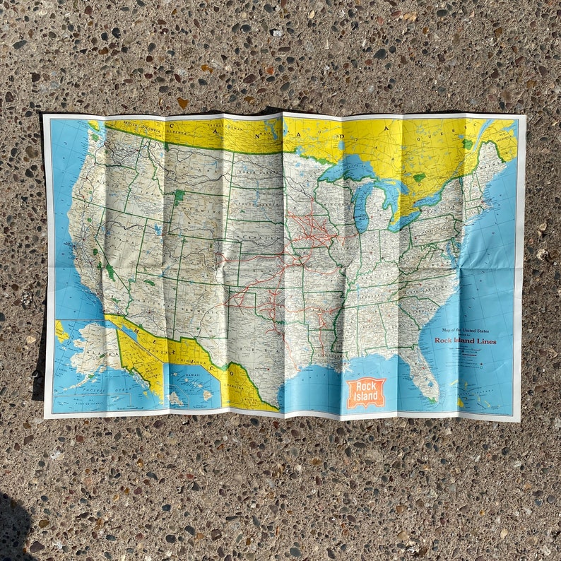 Vintage Rock Island Lines Railroad Map of the United State - Etsy
