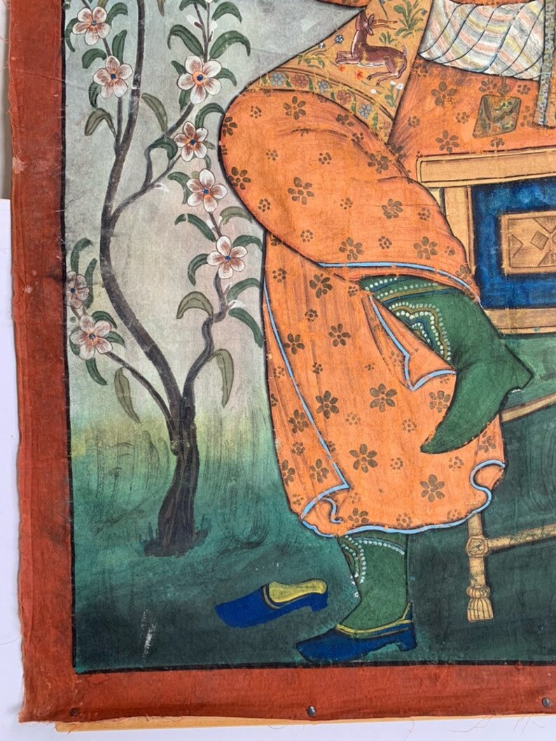 Antique Babur portrait Mughal style painting on delicate | Etsy