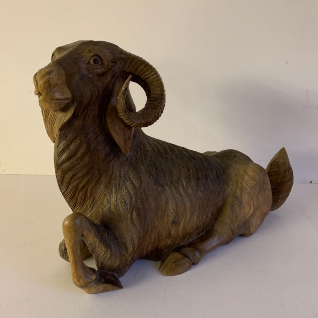 Wood Carved Goat or Ram - Etsy