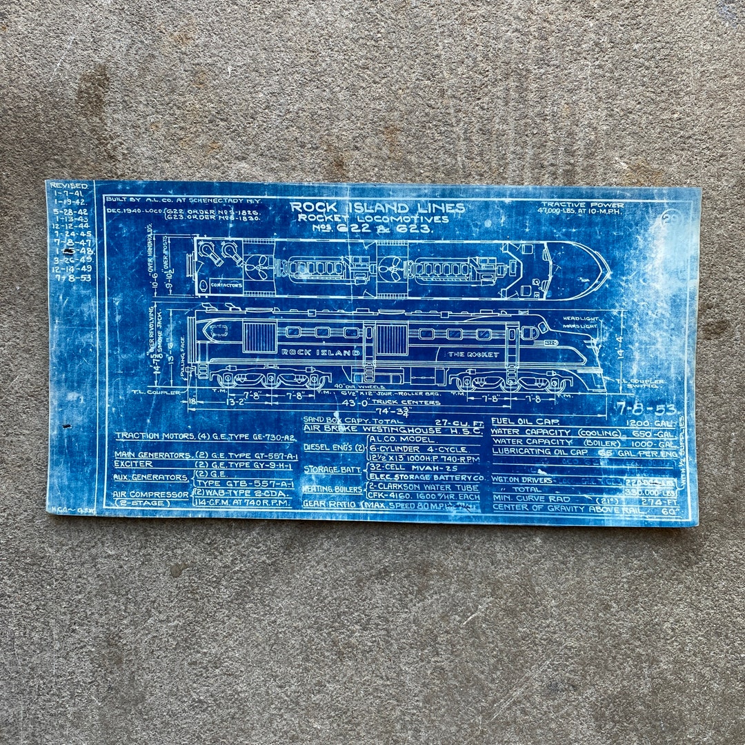 Vintage 1950s Rock Island Lines Locomotive Blue Print - Etsy
