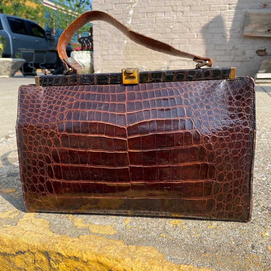 Vintage Alligator Purse Marked Export Bag Genuine Leather - Etsy