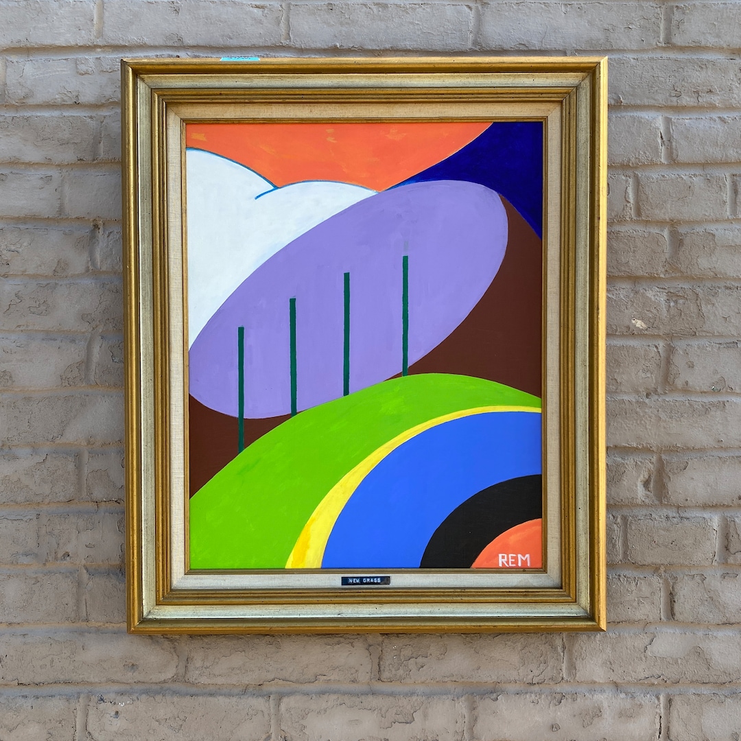 Richard E Menges “new Grass” Oil on Canvas Hard Line Painting - Etsy