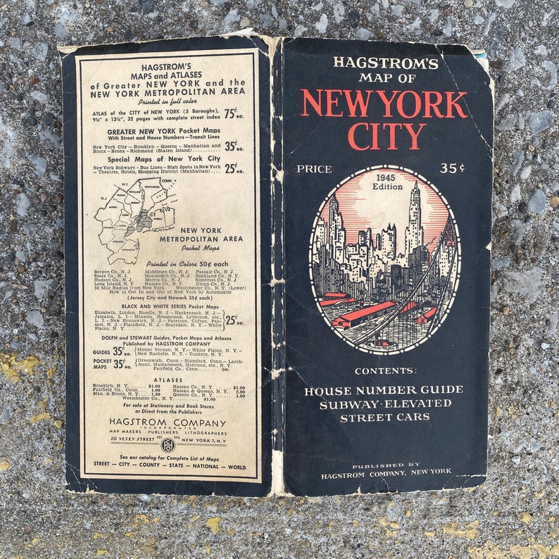 Hagstrom's Map of New York City 1945 Edition - Etsy
