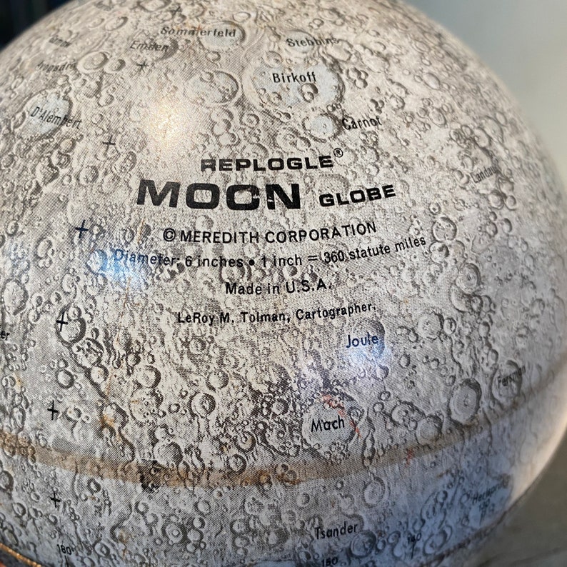 RARE Vintage Replogle Moon 6 Metal Globe Leroy M. Tolman Cartographer ...