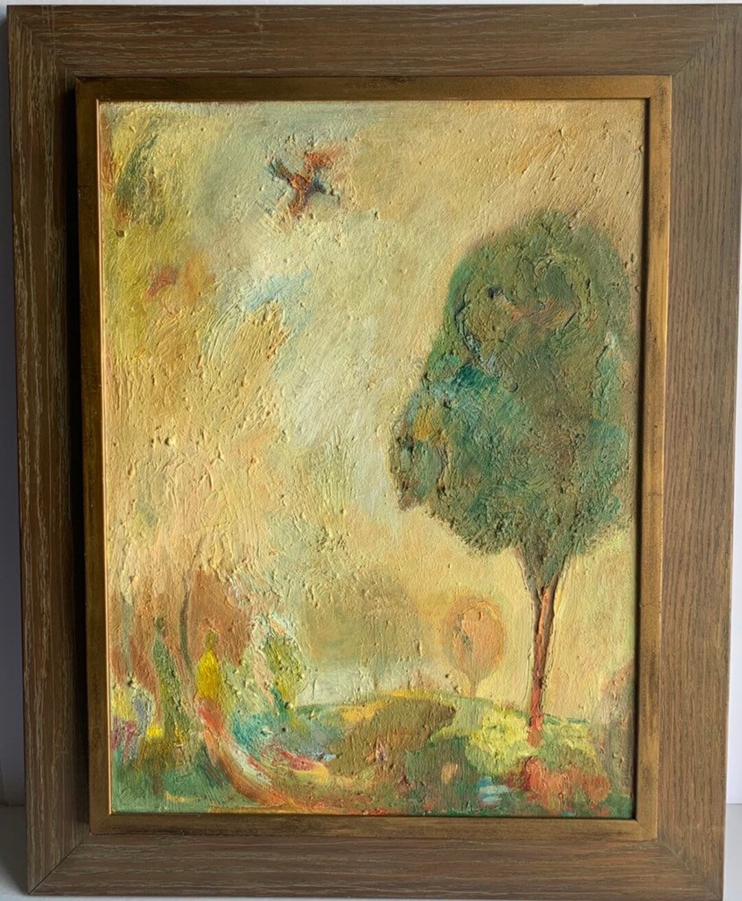 Adelaide Cooley Modernist Painting Bird in Flight Oil on Canvas 1963 ...