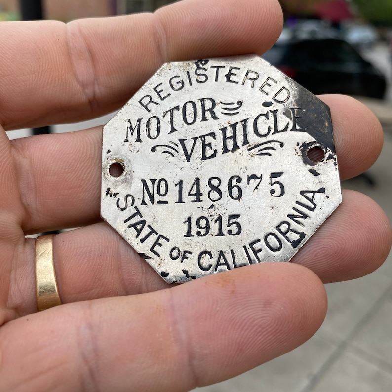 1915 California Motor Vehicle Registration Tag - Etsy