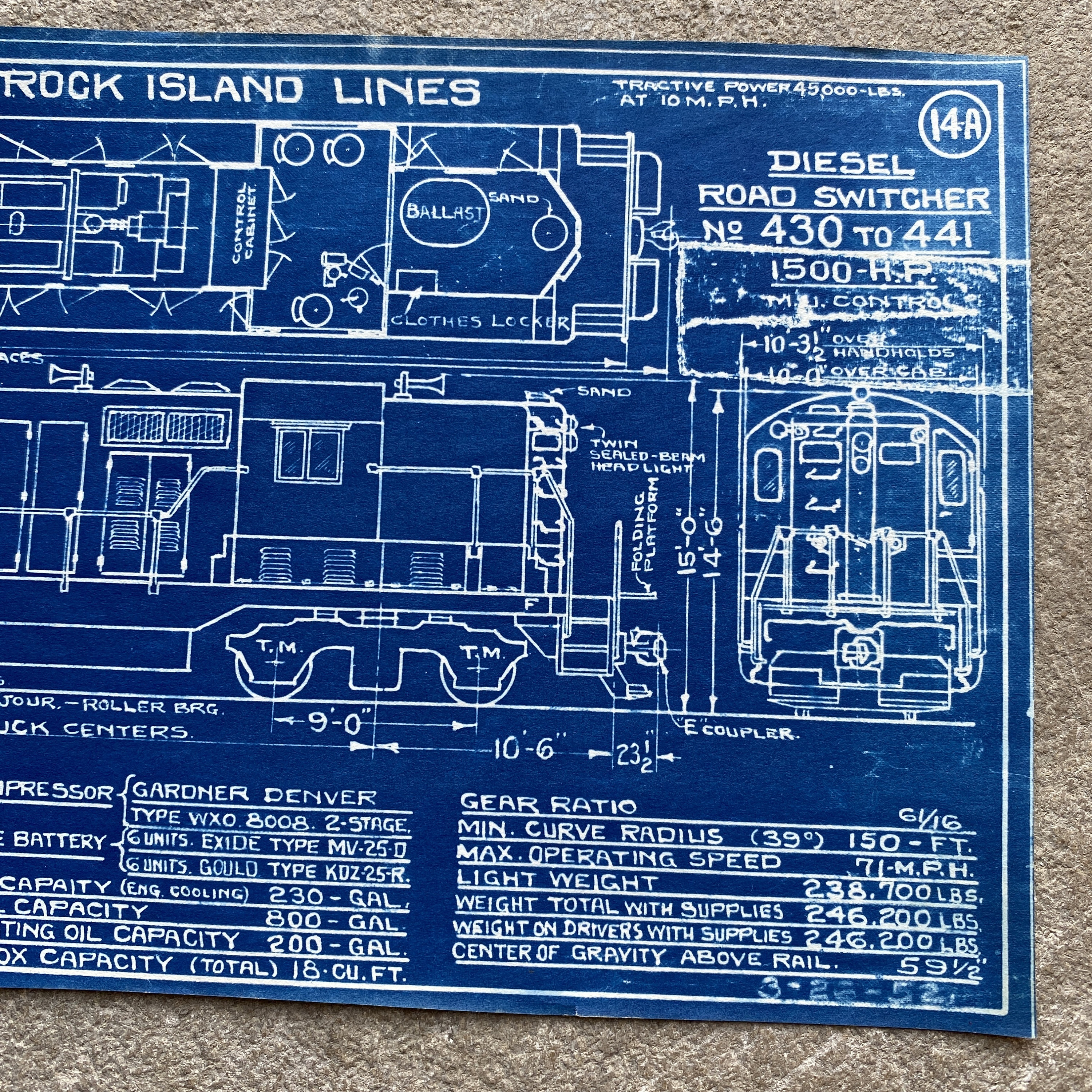 Vintage 1950s Rock Island Lines Locomotive Blueprint Train Artwork - Etsy