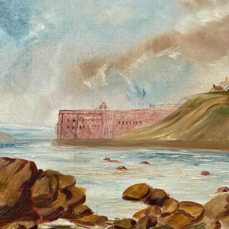 Orignal Folk Art Painting of a Fort Located Along a River by Allie M ...