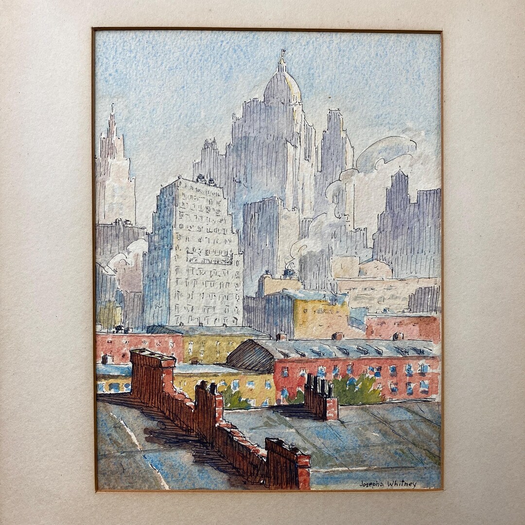 Josepha Whitney Watercolor of New York Skyline Rare - Etsy
