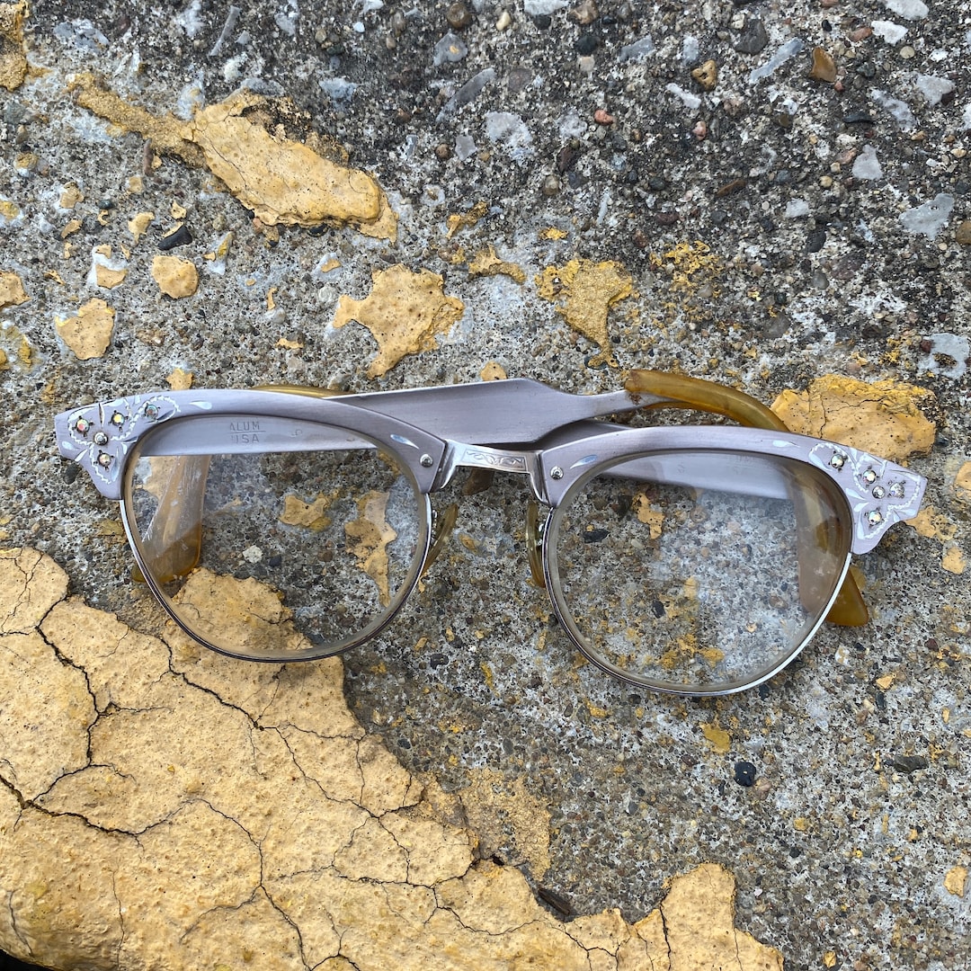 1950s Riso Cats Eye Glasses With Stone Settings MCM Estate Fresh - Etsy