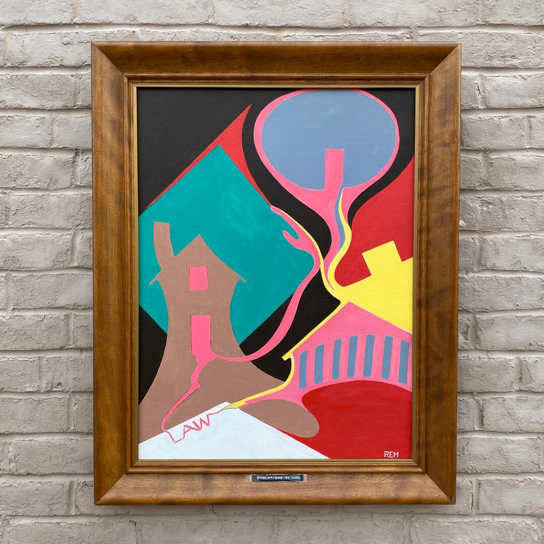 Vintage Abstract Painting by Richard E Menges Modern Art Hard Line - Etsy