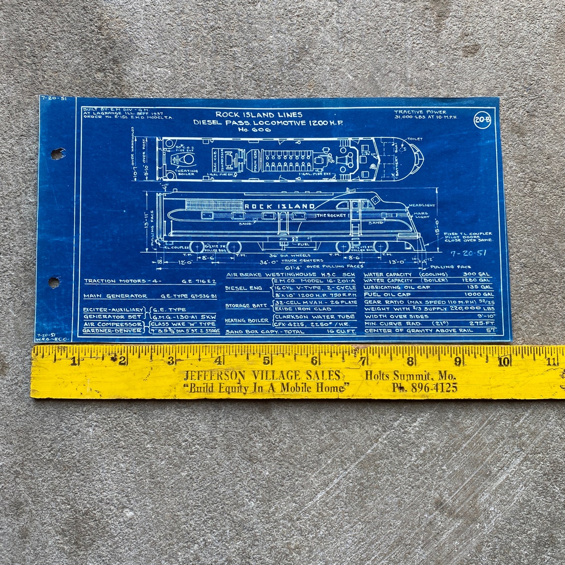 Vintage 1950s Rock Island Lines Locomotive Blueprint Train Artwork - Etsy