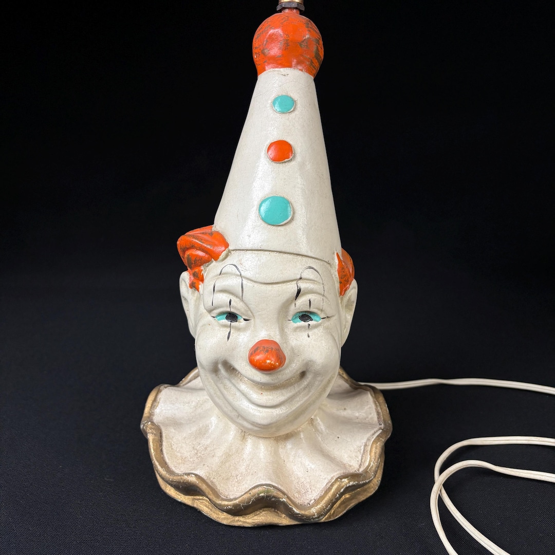 Vintage Retro Creepy Clown Lamp 1950s MCM Teal and Orange Oddity FREE ...