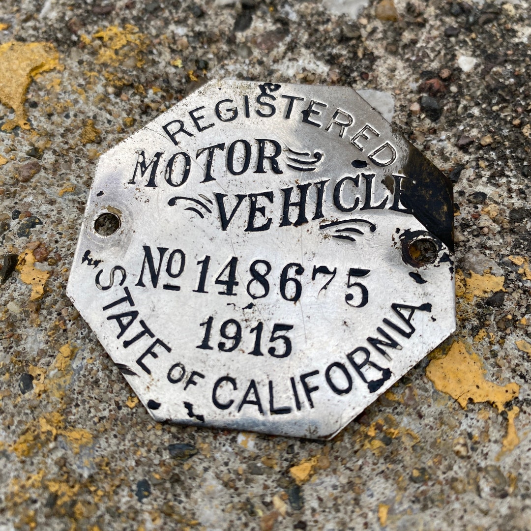 1915 California Motor Vehicle Registration Tag - Etsy