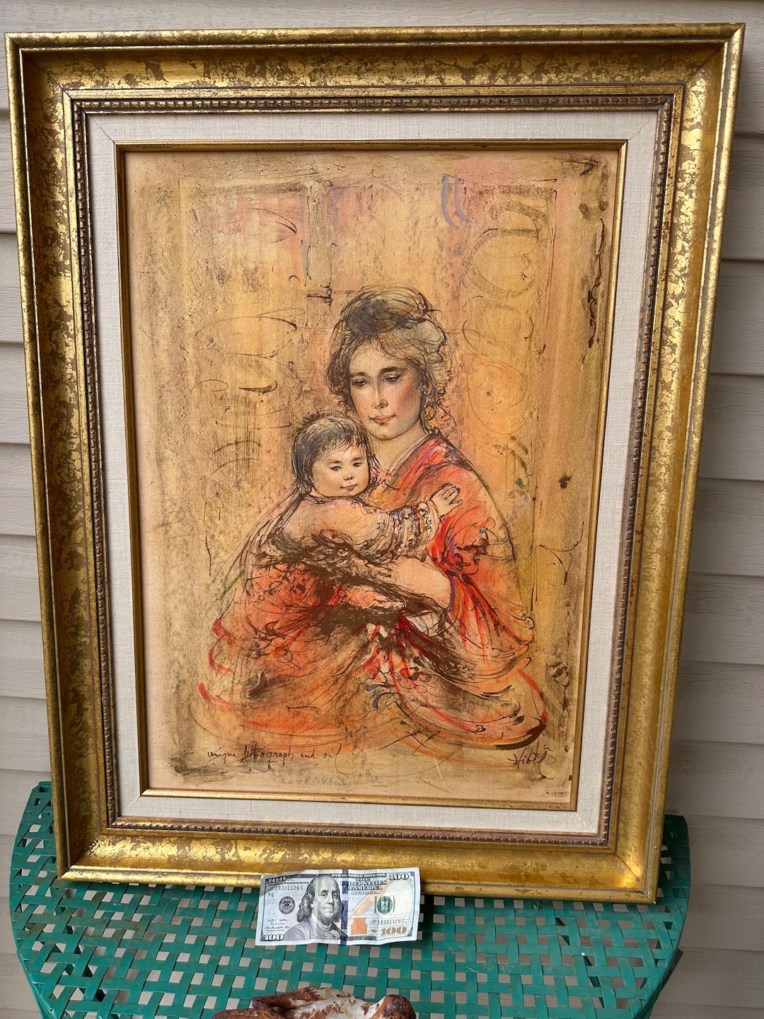 Edna Hibel Original lithograph on Silk with Oil Embellishments of ...