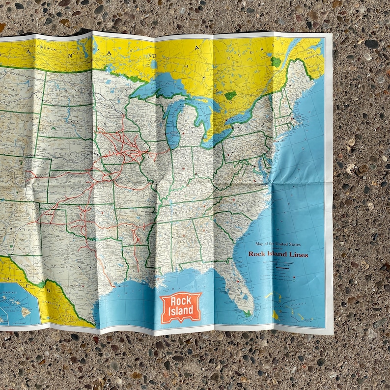 Vintage Rock Island Lines Railroad Map of the United State - Etsy