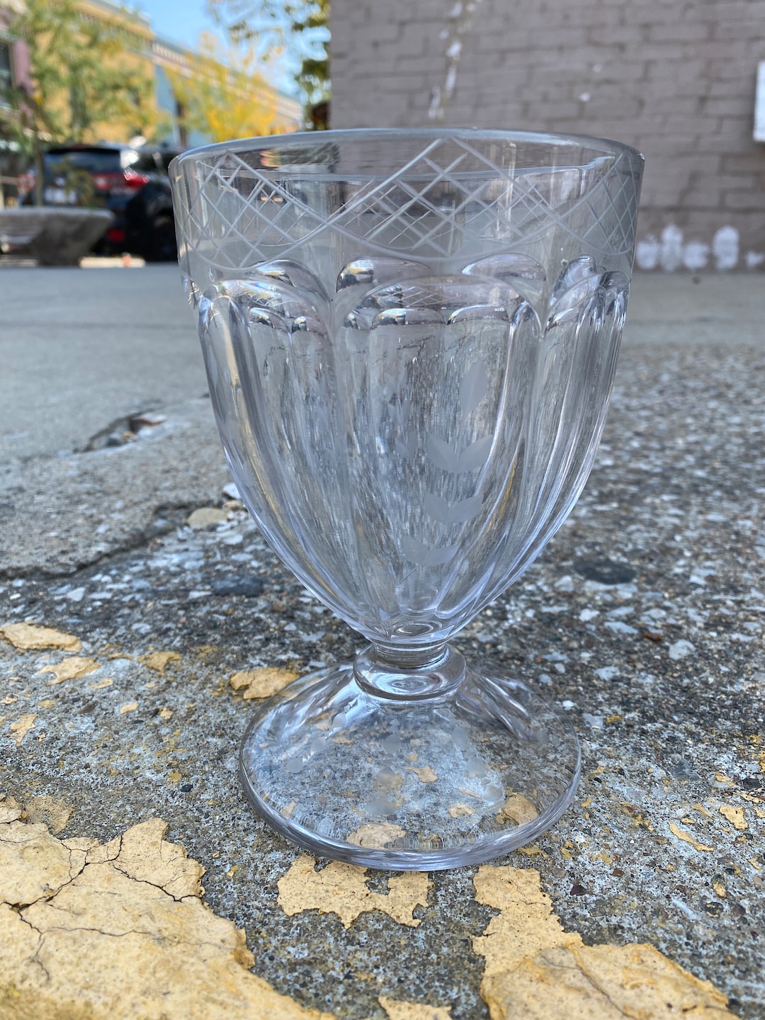 Antique Flint Glass Spooner With Hand Engraved Design - Etsy