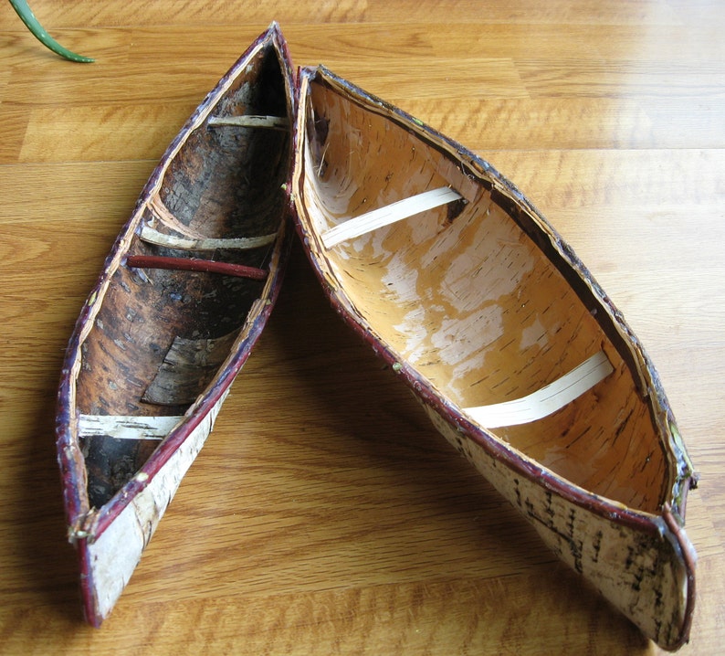 Mini Birch Bark Canoe Decor - Etsy