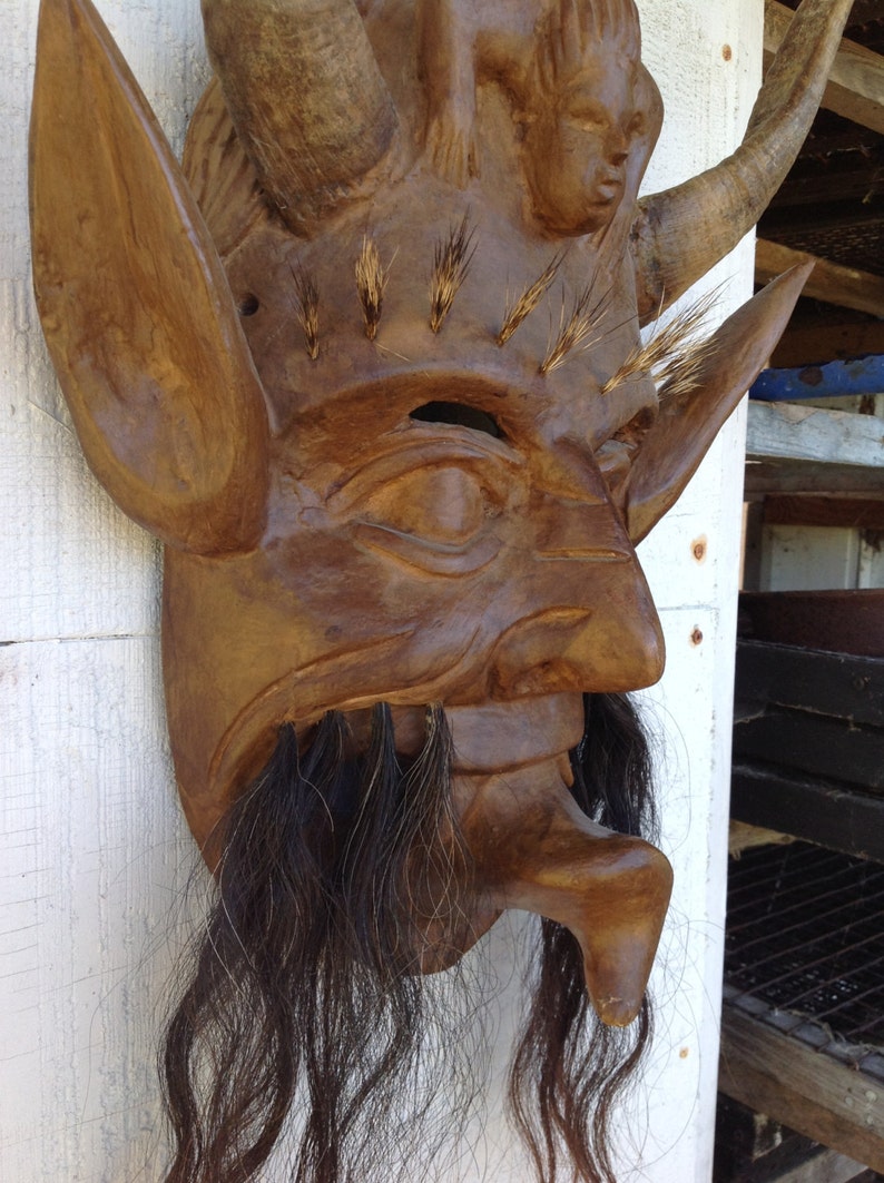 Horned mask devil horn mask Halloween devil mask vintage | Etsy