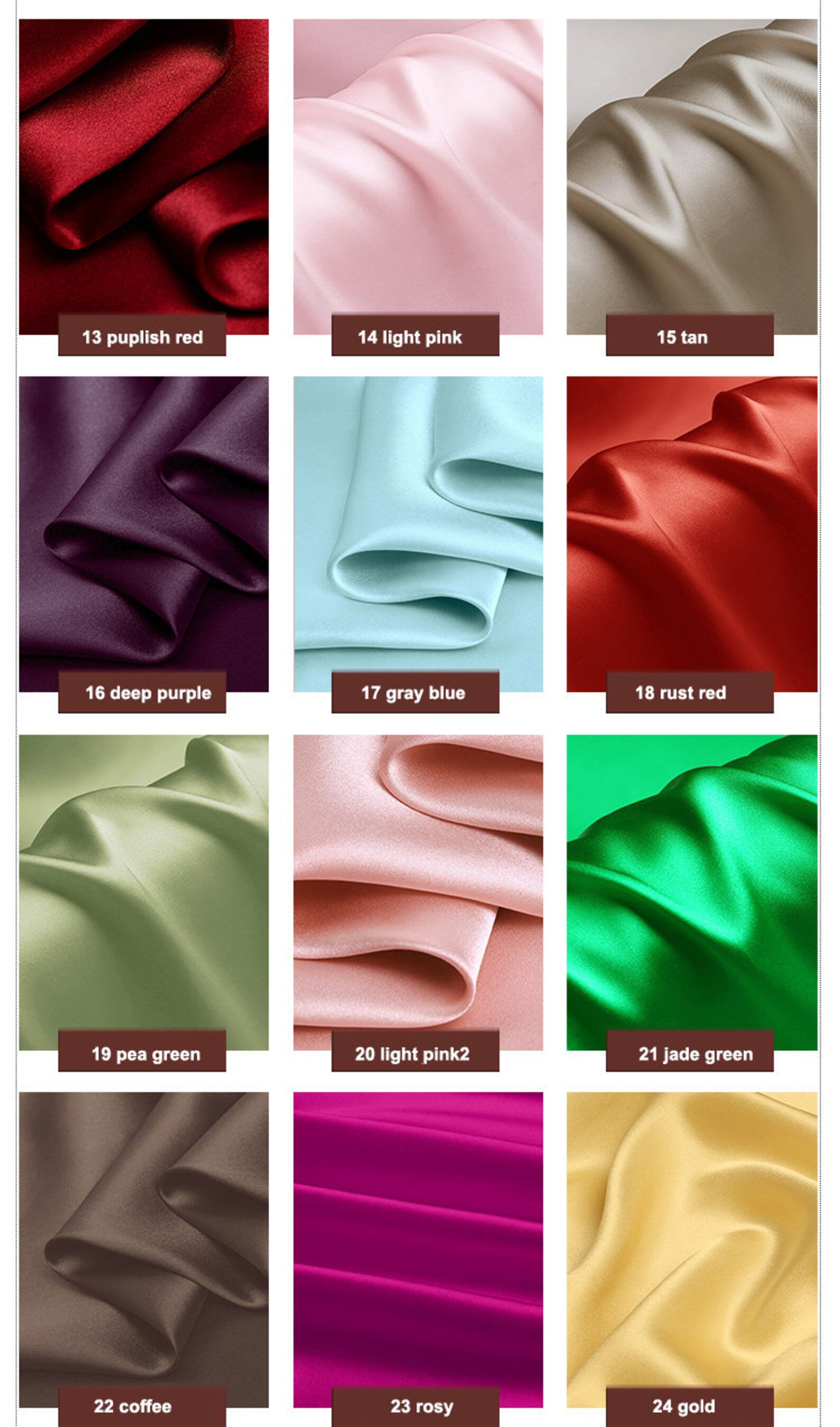 90 Colors- Solid Silk Stretch Satin Charmeuse Fabric 16 Momme 55"/140cm ...