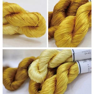 Pure Silk Thread for Embroidery, Gold Yellow Shades Untwisted Flat Silk ...